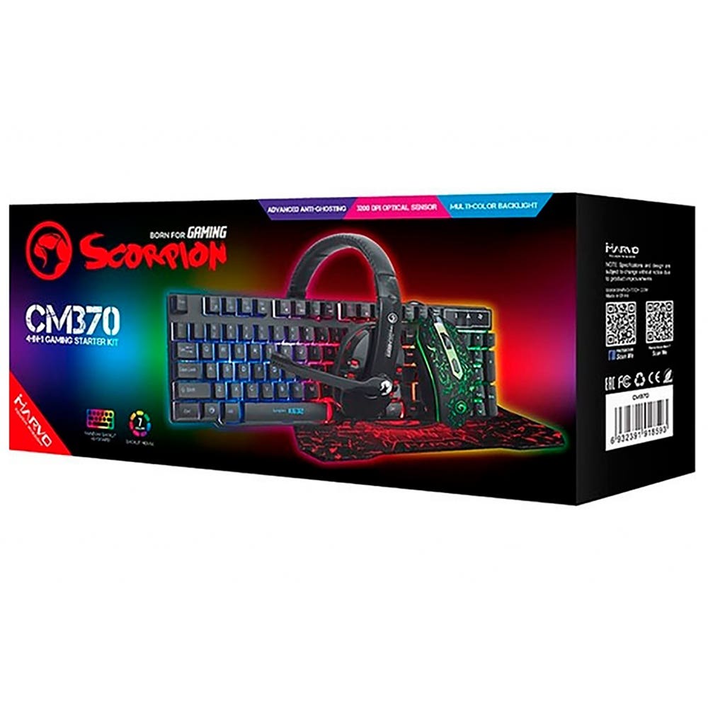 MARVO KIT STARTER GAMING 4 EN1 SCORPION CM370SP TECLADO + MOUSE ...
