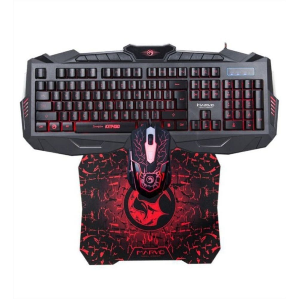 MARVO KIT TECLADO + MOUSE GAMER ALÁMBRICO KM400G1 800-2400 DPI BLACK ...