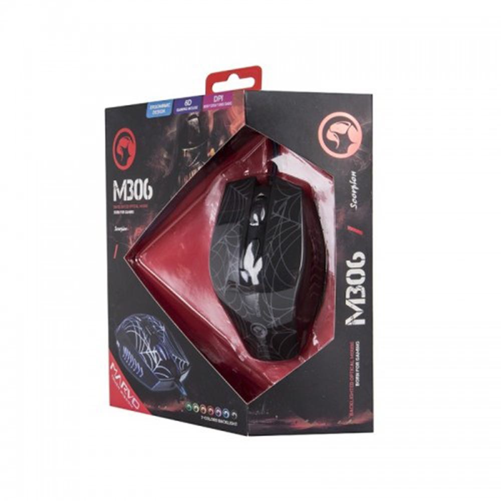 MARVO MOUSE GAMER ALÁMBRICO M306 USB 800 - 2400 DPI BLACK | casaroyal ...