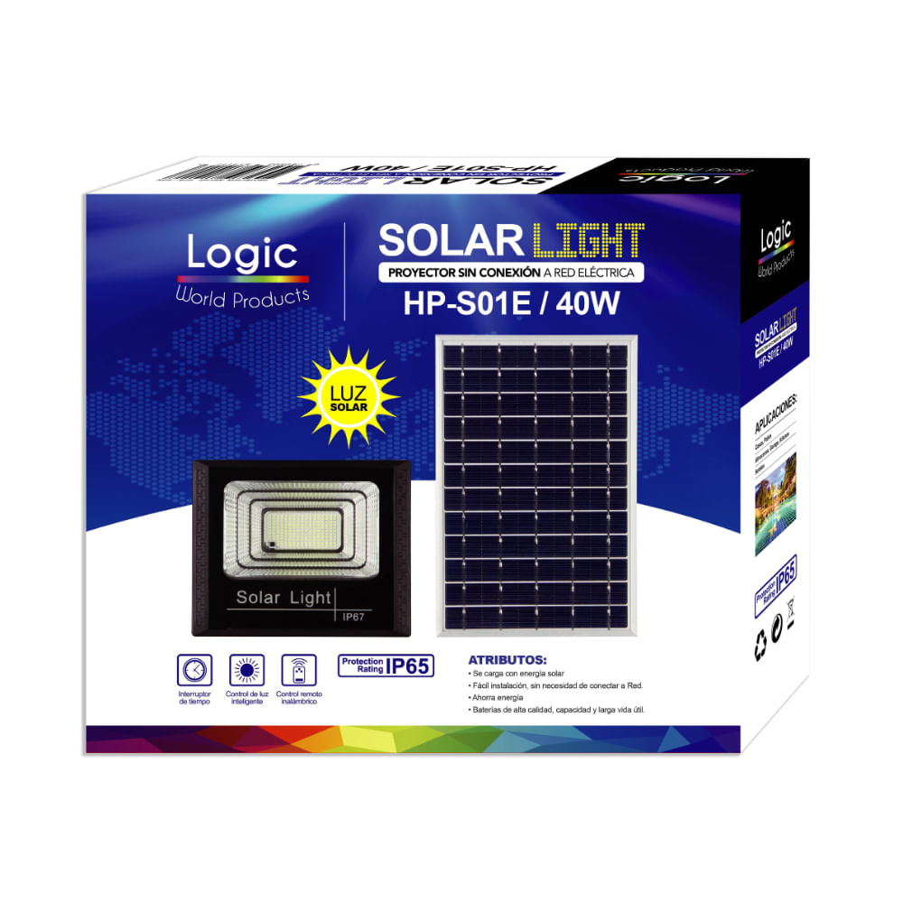 LOGIC PROYECTOR SOLAR LED ABS 40W 6500K IP65 LOGIC 175027 S01E-40W ...