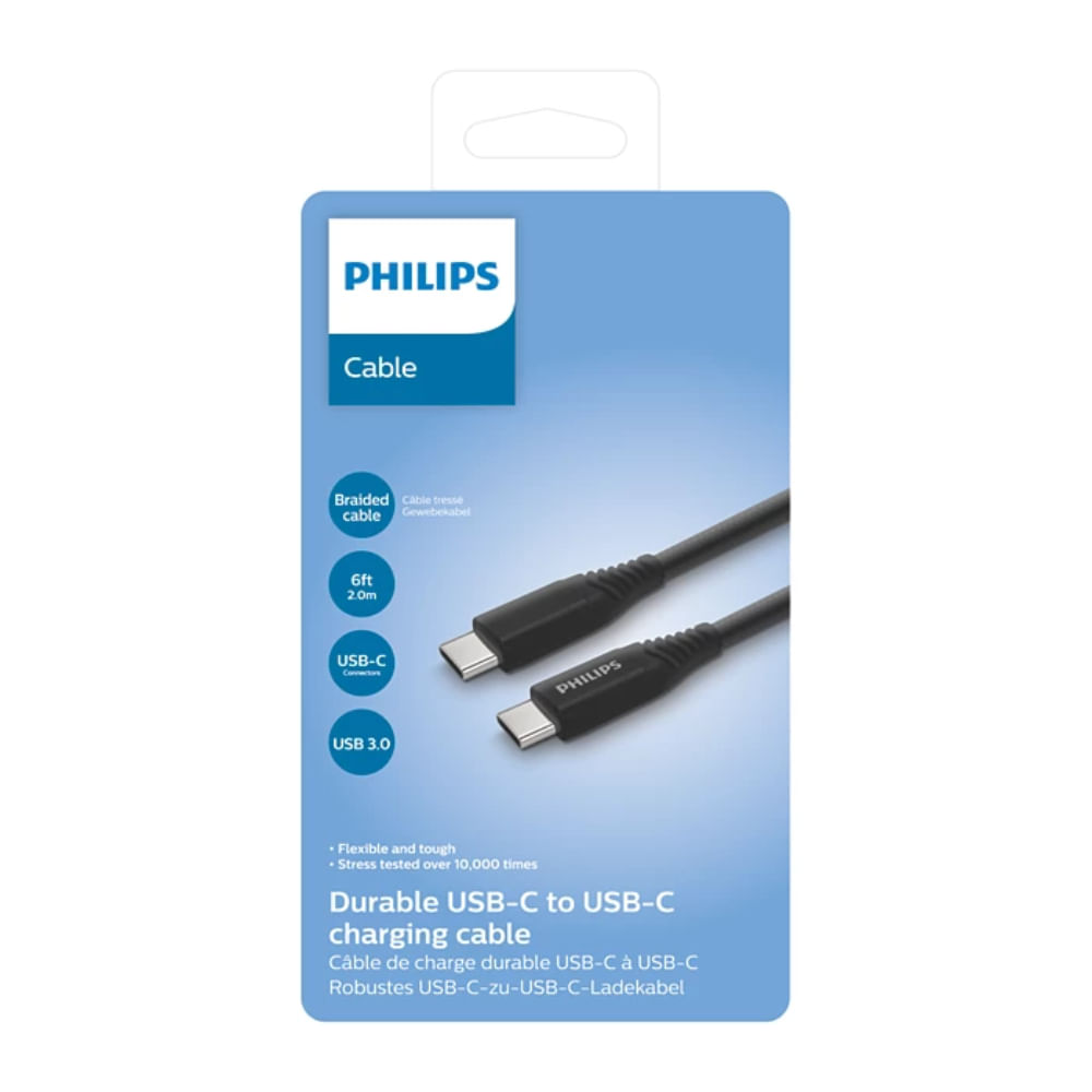 PHILIPS CABLE TRENZADO USB-C A USB-C DLC5206C BLACK| casaroyal.cl ...